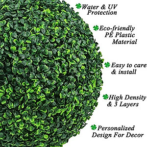 Lavora Zone 2 PCS 10 inch Artificial Hanging Plant Topiary Ball Faux Boxwood Faux Plants Decorative Balls for Indoor, Outdoor, Garden, Wedding, Balcony, Backyard and Home Decor