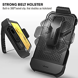 VENA vArmor Rugged Case Compatible with Apple iPhone 13 Pro Max (6.7"-inch), (MagSafe Compatible, Military Grade Drop Protection) Heavy Duty Holster Belt Clip Cover with Kickstand