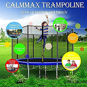 CalmMax Trampoline 12FT Jump Recreational Trampolines with Enclosure Net - ASTM Approved - Combo Bounce Outdoor Trampoline for Kids Family Happy Time