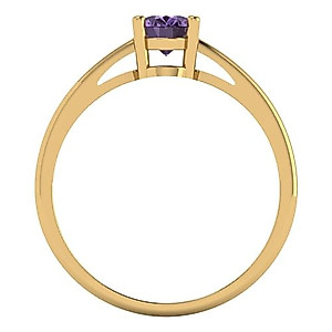 Clara Pucci 1.0 ct Oval Cut Solitaire Simulated Alexandrite Engagement Wedding Bridal Promise Anniversary Ring 18K Yellow Gold Size 9.5