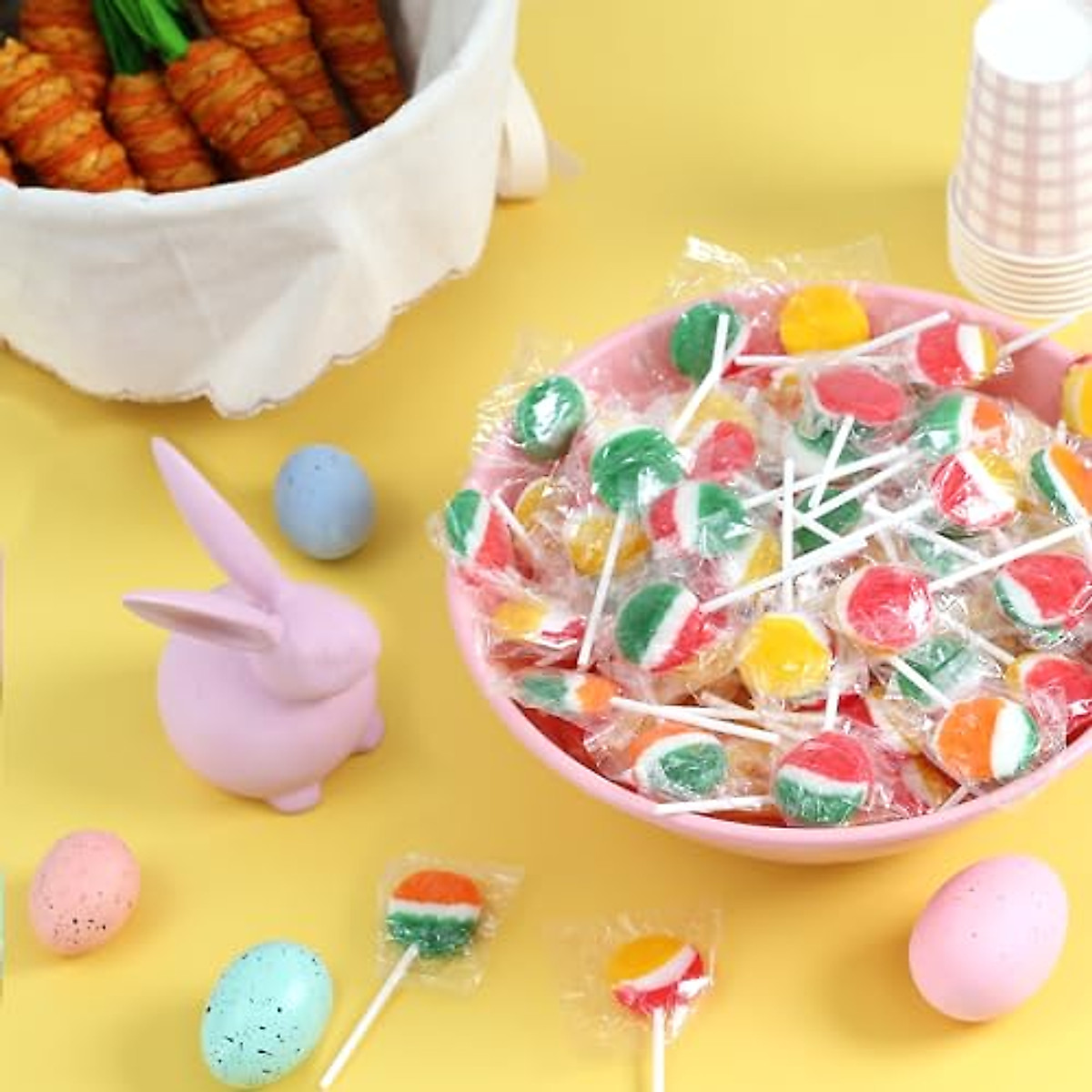 Lollipop Suckers - 3 Pounds - Classic Flat Lollipops Individually Wrapped - Tiger Pops - Candy Lollipops for Kids, Doctors Office - Split Flavor Suckers