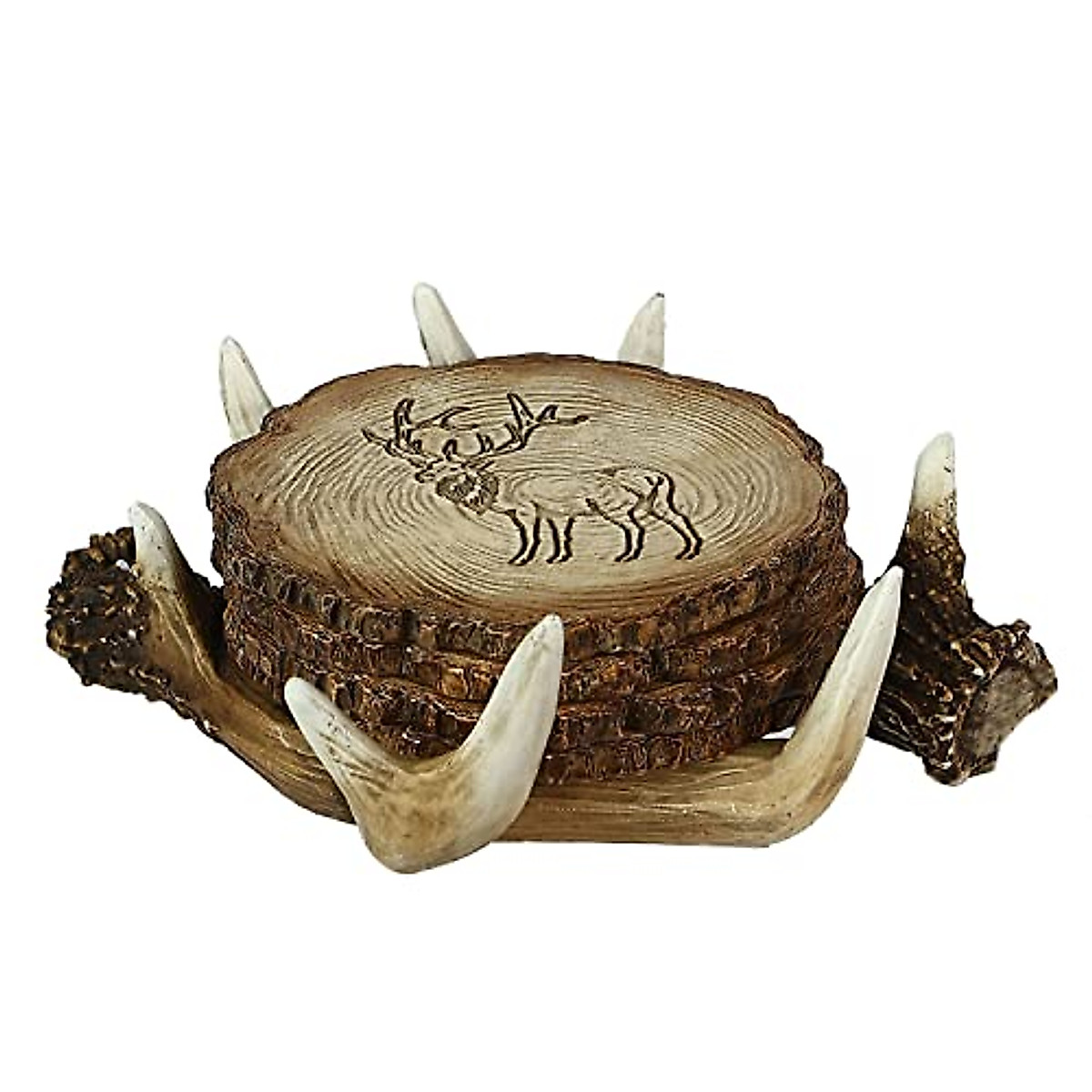 Newsparkle Antler Deer Coasters, Rustic Deer Decor,Set of 4 Outdoor Cabin Coasters, Gifts for Hunter,4 Inch