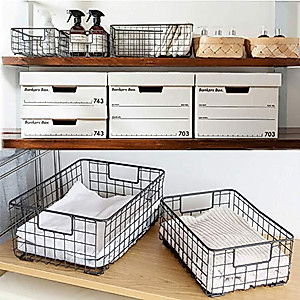 Kingrol 2 Pack Wire Storage Baskets with Handles, Metal Organizer Basket Bins for Home, Office, Nursery, Laundry Shelves Organizer
