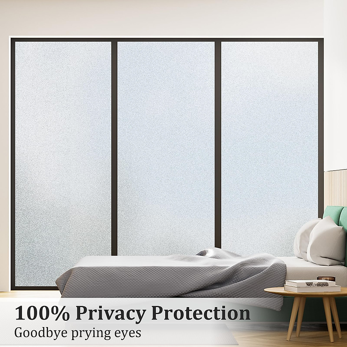 Coavas Window Privacy Film Frosted Window Glass Film Non-Adhesive Removable Bathroom Window Coverings Day and Night Privacy Heat UV Blocking Window Film for Home Office 35.4x78.7