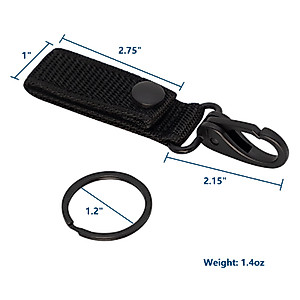 Dotacty Heavy Duty Belt Keeper Clip Key Holder with Nylon MOLLE Strap & Metal Snap & Key Clip & Key Ring Tactical Keyrings Hook Keychain Organizer Police LEO Correctional Officer (Black)
