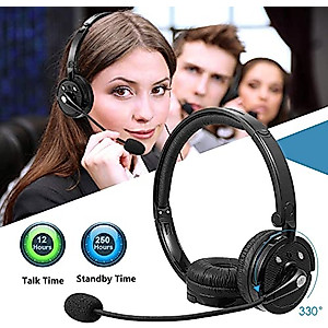 LUXMO Bluetooth Headphones with Mic Stereo Headset Wireless Headphones Great for Cell Phones Tablets, Home Office & Business, PC, Call Centers, Skype Calls, Foldable On Ear Design