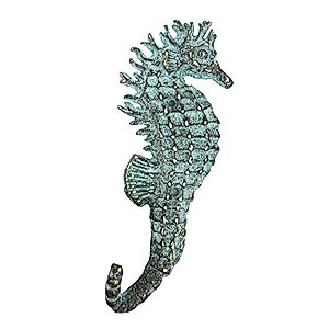 Ebros Coastal Marine Ocean Beautiful Seahorse Single Wall Mounted Brass Coat Hook Figurine Nautical Sea Life Metal Hanger or Hangers or Hooks Decor Sculpture of Seahorses