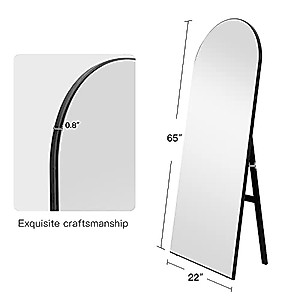 CASSILANDO Full Length Mirror 65"×22" Floor Mirror, Standing Mirror Smooth Arched Top Mirror, Large Arched Mirror, Bedroom Living Room Wall Mirror