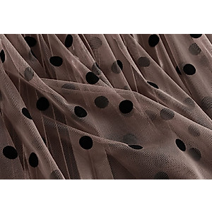 Qoinied Women's Polka Dot Mesh Half-Body Skirt High-Waisted Draped Pleated Skirt Large Hem Tulle A-line Midi Skirts Khaki