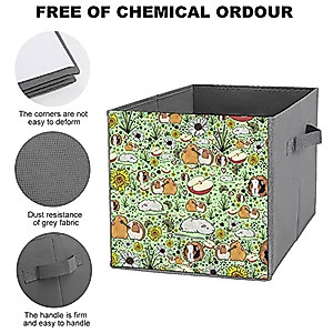 Nudquio Wild Guinea Pig Folding Storage Bins with Handles 10.6 Inch Collapsible Fabric Cubes Organizer Boxes Apply to Drawers Home Closet Shelf