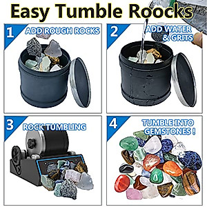 Rock Tumbler Grit 4 Steps Complete Kit,Total 3 Pounds, Can Polish Up to 20 LBS of Rocks, Rock Polishing Grit Media for Any Brand Rock Tumbler, Rock Polisher, Stone Polisher