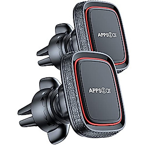 APPS2Car 2 Pack Magnetic Phone Car Mount, Car Phone Holder Mount Magnetic, Built in 6 Strong Magnets, Air Vent Cell Phone Holder for Car with Adjustable Secure Tightening System
