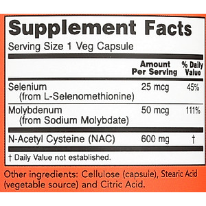 Now Foods Nacacetyl Cysteine 600mg Capsules, 100 CT