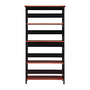 Convenience Concepts Oxford 5 Tier Bookcase with Drawer, Cherry / Black