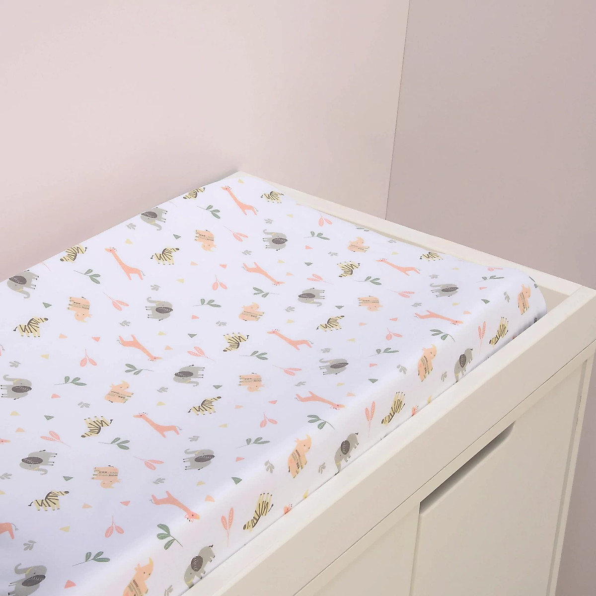 Trend Lab Sweet Jungle 100% Soft Cotton Percale Changing Pad Cover, Fits A Standard Changing Pads