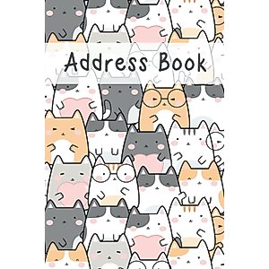 Address Book: Kids Alphabetical Address Book with Birthday, Social Media, Phone, and Emails. Cute Cate Theme