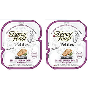 Fancy Feast Petites Wet Cat Food Variety Pack (24 Servings/12 Pack/6 Flavors) Salmon, Chicken, Whitefish, Tuna, Salmon, Grilled Chicken with Rice with LarasBundle Sticker
