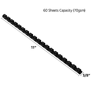 Amazon Basics Plastic Binding Comb, 100 Pcs/Box,19-Holes, 3/8 in (10 mm), 60 Sheets