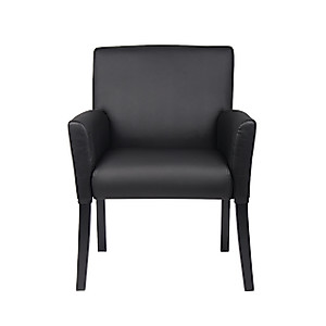 Boss Office Products Executive Box Arm Chair with Mahogany Finish in Black