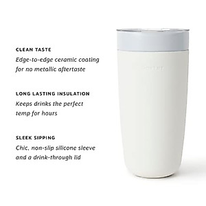 W&P Porter Insulated Tumbler 20 oz | No Metallic Aftertaste Ceramic Coated for Water, Coffee, & Tea | Wide Mouth Vacuum Insulated | Dishwasher Safe, Cream