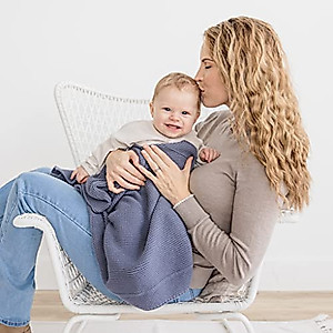 Natemia Knitted Baby Receiving Blanket, Ultra Soft Organic Cotton 30”x 40” Stroller and Nap Time Toddler Blanket