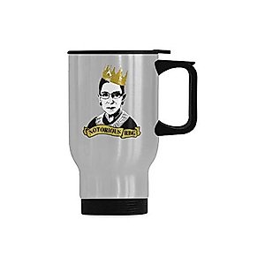 Funny Travel Mug Notorious RBG Stainless Steel Coffee Cup, Funny Gifts for Christmas Birthday Mug, 14 Ounce Travel Tea Cup