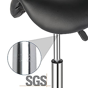 Teeker Rolling Saddle Stool PU Leather Swivel Adjustable Rolling Stool for Medical Massage Salon Kitchen Spa Drafting,Adjustable Stool with Wheels w/Adjustable Height:(20-25.6)",Weight Capacity:260lb