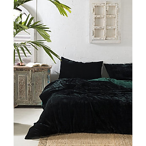 Labhanshi 3 Pieces Set Luxury Crushed King Size Moss Green Velvet Duvet Cover Boho Bedding UO Comforter Cover Donna Cover Quilt Cover Duvet Velvet Bedding King Size