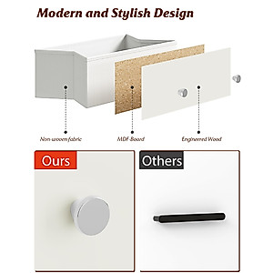 Nicehill 3 Drawer Dresser, Nightstand for Bedroom with Drawers, Small Dresser Bedside Table Chest of Drawers for Bedroom, Hallway, Entryway, Closets,Kids' Room(Light Wood Grain and White)