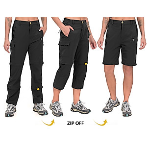 Little Donkey Andy Women's Stretch Convertible Pants, Zip-Off Quick-Dry Hiking Pants Black Size M