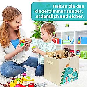 GARPROVM Organizer for Kids Nursery, Cute Cartoon Animal Storage Bins Basket Cube for Shelves, with Handles, fits Baby, Clothes, Children's Room, 13inch