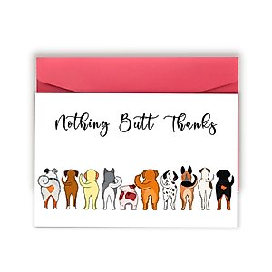 Asmallgf Cute Dog Thank You Card for Teachers Boss Friends, Funny Appreciation Gifts for Women Men, Veterinarian Gifts, Nothing Butt Thanks Pun Card