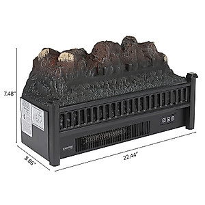 Tesmula 23 Inch Fake Wood Without Frame Embedded 1400W Single Color Electric Fireplaces, Fake Wood, Heating Wire, with Small Remote Control Black