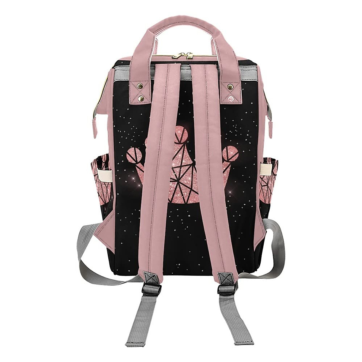 Black Pink Snowflake Diaper Bags Backpack with Name Personalized Baby Bag Nursing Nappy Bag Gifts