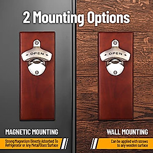 Gifts for Men Dad, Magnetic Bottle Opener - Wall Mounted Beer Opener with Auto-Catch Function - Refrigerator Mount or Install on Brick, Cement, Wood and Metal Wall - Great Gifts for Men Dad Husband