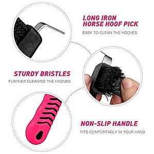 POPETPOP Horse Hoof Pick Comfortable Soft Grip Hoof Picks Horse Grooming Tools Hoof Pick with Brush for Home Beauty Salon Barber (Random Color)