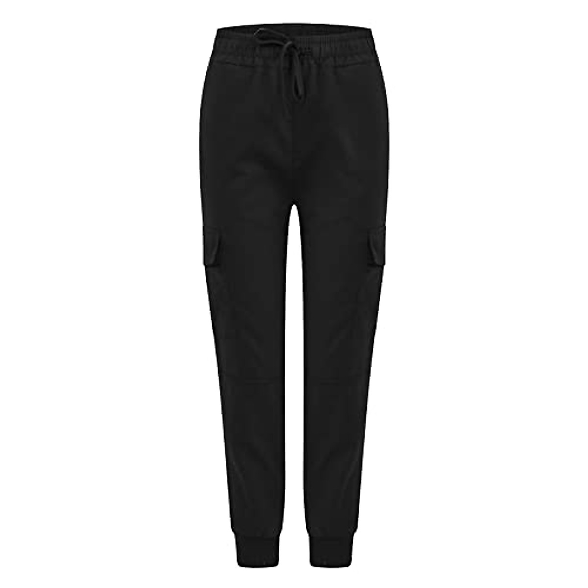wmjolc Women's Cargo Pants Cotton Casual Joggers Pants Outdoor Combat Work Trousers Drawstring Waist Sweatpants with Pocket Black