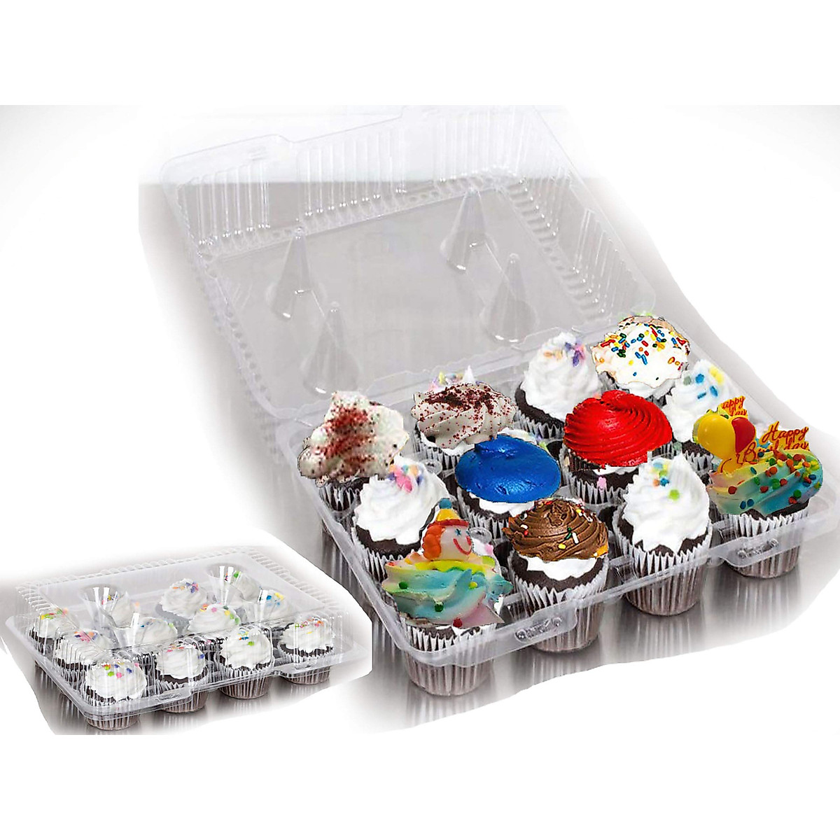 case of 100 12 Compartment Cupcake Container with Hinged Lid Clear 12 cavity cupcake container disposable plastic cupcake boxes 12 Compartment Cupcake Containers