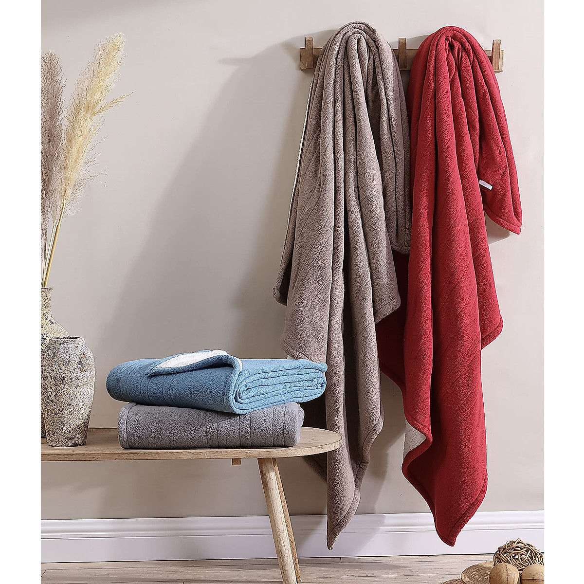 Eddie Bauer - Throw Blanket, Soft & Plush Heated Blanket, Cozy Fleece Bedding with Sherpa Reverse, 5 Heat Setting, Ash