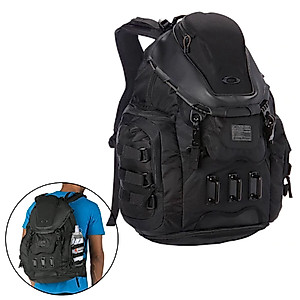 Oakley Men's 34L Kitchen Sink Black Backpack Casual Daypack for Hiking Backpacking Camping Traveling + BUNDLE with Designer iWear Collapsible Water Bottle with Carabiner