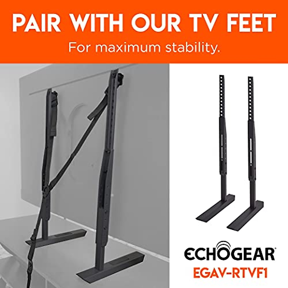 ECHOGEAR TV Safety Straps for Flat Screens - Anchor TVs Up to 90" to Furniture Or The Wall - Pre-Assembled Anti-Tip Strap Includes All Hardware for Baby Proofing Your TV