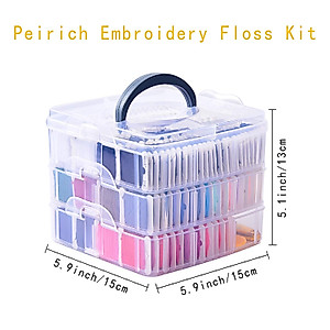 Peirich 201 Pack Embroidery Floss Kit, Includes Embroidery Threads 3-Tier Organizer Box Embroidery Kits for Friendship Bracelets Cross stitch DIY Floss Craft, Gift for Halloween Christmas Mother's Day