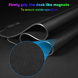 LeadsaiL RGB Gaming Mouse Pad, 15 Light Modes LED Soft Extra Extended Large Mousepad, Non-Slip Rubber Base Computer Keyboard Mouse Mat with Durable Stitched Edges- 31.5 X 12 Inch (RGB Black)