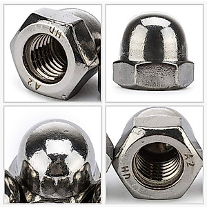 Guard4U #6-32#8-32#10-24 1/4-20 5/16-18 3/8-16 1/2-13 UNC Acorn Dome Cap Head Hex Nuts Assortment Kit -120Pcs 7-Kinds 304 Stainless Steel Hexagon Decorative Cap Nuts