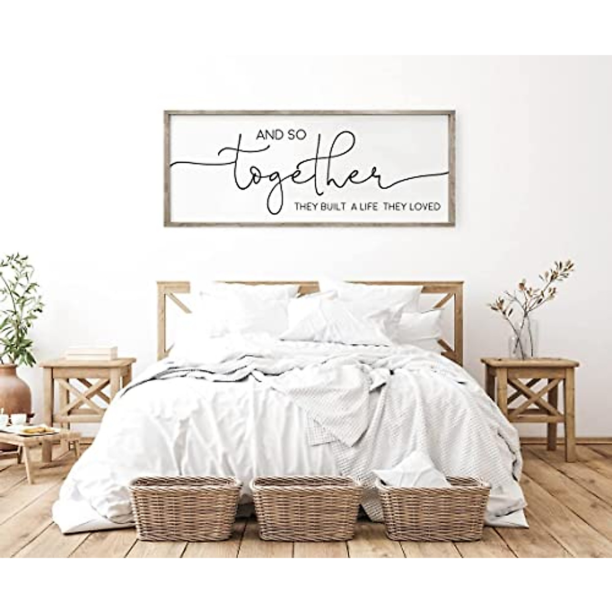 And So Together They Built A Life They Loved Sign - Bedroom Decor - Signs For Above Bed - Family Living Room Signs - Above Bed Signs (20x48 inches)