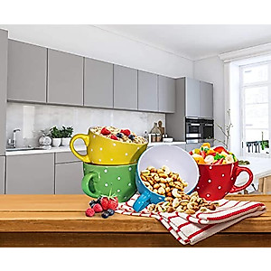 Bruntmor | Large Coffee Mug - 24 Oz Polka Dots Mug - Ceramic Soup Mug - Large Cereal Cups with Handles - Suitable As Tea, Cocoa & Coffee Mugs - Easy-to-clean - Comfortable Handle