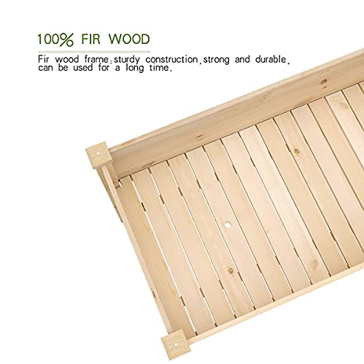 BIRASIL Outdoor Raised Garden Bed, Wood Planter Box for Vegetable Flower, Elevated Reinforced Large Garden Planters Boxes for Backyard Patio Gardening Balcony (48.5”L, Natural Wood)