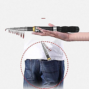 Fishing Rod Portable Small Short Sea Pole Mini Sea Fishing Tools Telescopic Fishing Rod for Travel Seawater Freshwater Bass Trout Fishing(1.2m)