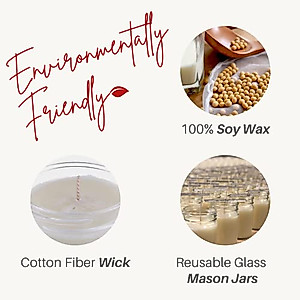 Nika's Home Rose Soy Candle 12oz Mason Jar Non-Toxic White Soy Candle-Hand Poured Candle- Handmade, Long Burning 50-60 Hours Highly Scented All Natural, Clean Burning Large Candle Gift Décor