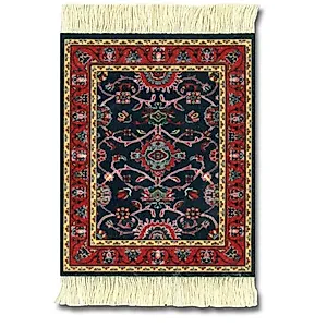 Lextra® (Deep Blue Bergamo), CoasterRug®, Navy, red and Gold, 5.5" x 3.5", Set of Four